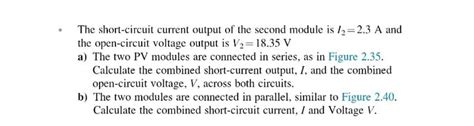 Solved A Photovoltaic Module Has The Following Parameters