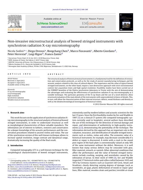 Pdf Non Invasive Microstructural Analysis Of Bowed Stringed Instruments With Synchrotron