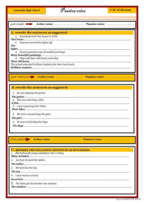 Worksheet For Past Tenses And Passive English Esl Worksheets Pdf And Doc