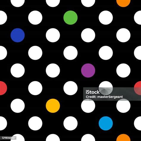 무지개 색 요소와 흰색 물방울 무늬 검은 배경 벡터 원활한 패턴 검정색 배경에 대한 스톡 벡터 아트 및 기타 이미지 검정색 배경 녹색 연속무늬 Istock