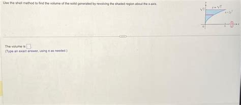Solved Use The Shell Method To Find The Volume Of The Solid Chegg