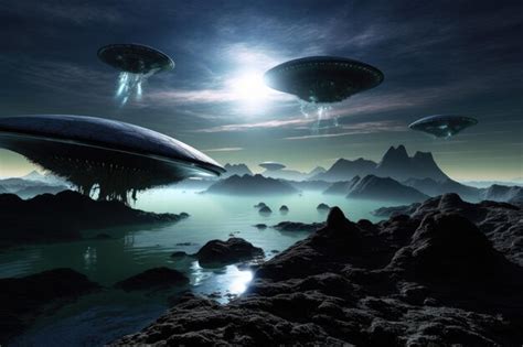 Premium Ai Image Alien Life Forms Hovering Over Planet Surveying Its Surface Created With