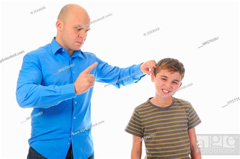 Strict Father Punishes His Son Stock Photo Picture And Royalty Free Image Pic WR
