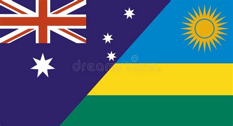 Flag Of Australia And Rwanda Two Flag Together Australian And Rwandan Flags Stock Illustration