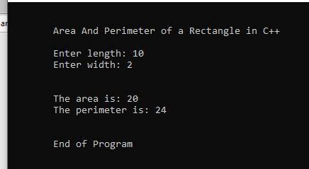 Free Programming Source Codes And Computer Programming Tutorials Area And Perimeter Of A
