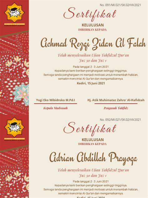 Sertifikat Tahfidz Pdf