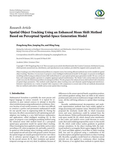pdf spatial object tracking using an enhanced mean shift method based