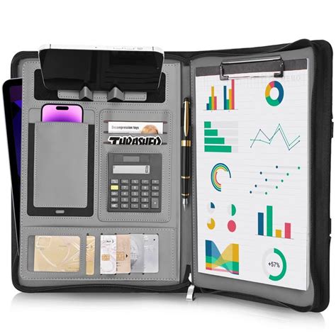 Ubafnom Padfolio Portfolio Binder Vegan Leather Business Portfolio