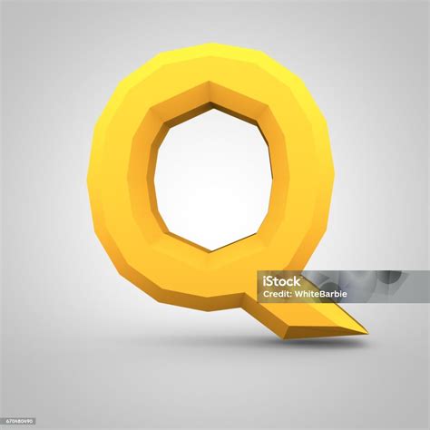 노란 낮은 폴 리 알파벳 편지 Q 대문자 흰색 배경에 고립 0명에 대한 스톡 벡터 아트 및 기타 이미지 0명 3차원 형태 금속 Istock