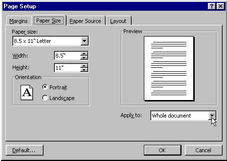 Word Using The Page Setup Dialog Box