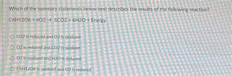 Solved Which of the summary statements below best describes | Chegg.com