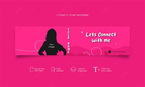 Linked In Cover Banner Template Pink Girl Crush Themed Vector Template