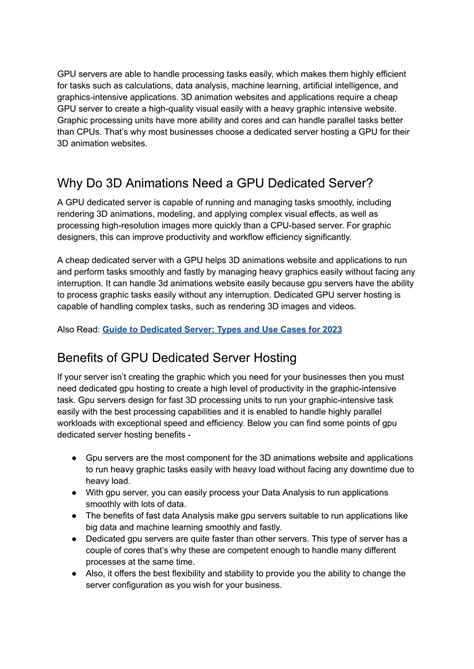 Ppt Why Do D Animations Need A Gpu Dedicated Server Powerpoint Presentation Id