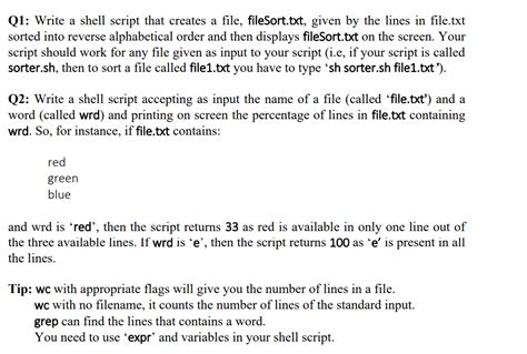 Solved Q Write A Shell Script That Creates A File Chegg