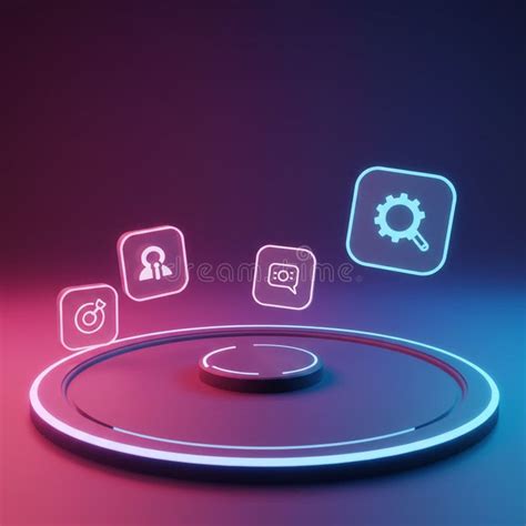 Futuristic Digital Interface In Vibrant Pink And Blue Lighting Features