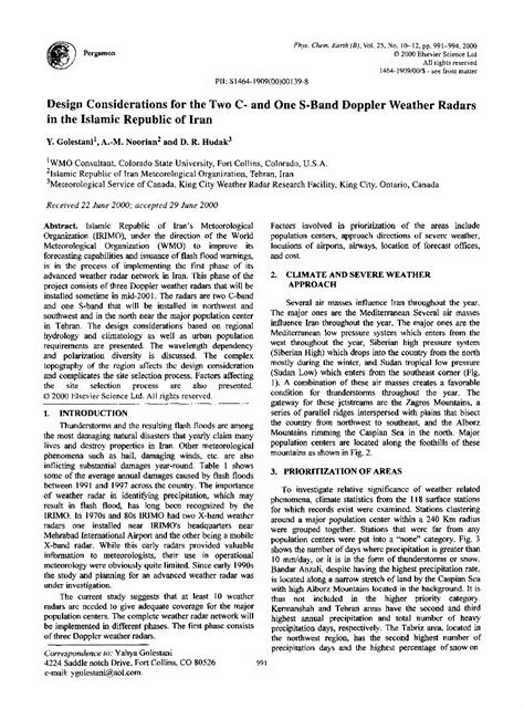 Pdf Design Considerations For The Two C And One S Band Doppler Weather Radars In The Islamic