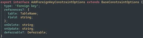 Addforeignkeyconstraintoptions Interface Is Incomplete Queryinterface