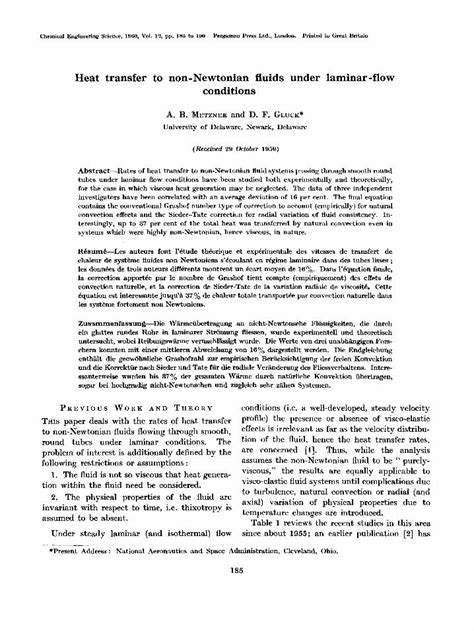 Pdf Heat Transfer To Non Newtonian Fluids Under Laminar Flow Conditions Dokumentips