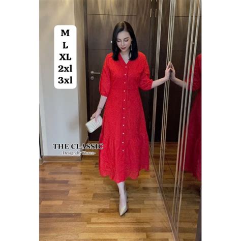 Jual Dress Kancing Depan Bangkok The Classic Korea Design Shopee