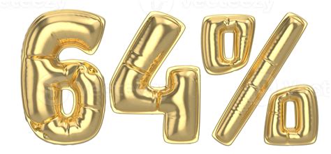 64 Percent Gold 3d Number 34973122 Png
