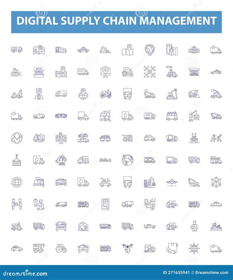 Digital Supply Chain Management Line Icons Signs Set Design Collection