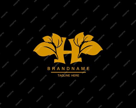 고급스럽고 아름다운 잎 장식이 있는 골드 문자 H 로고 디자인 H 모노그램 H 타이포그래피 골드 깃털 로고 이니셜 H 로고 황금