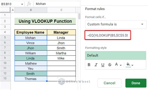 Highlight Cell If Value Exists In Another Column In Google Sheets