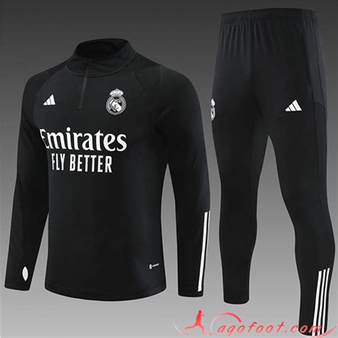 Collection Ensemble Survetement De Foot Real Madrid Enfant Noir 20232024