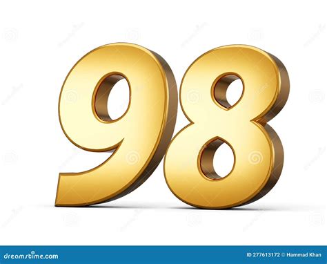 3d Shiny Gold Number 98 Ninety Eight 3d Gold Number Isolated On White Background 3d