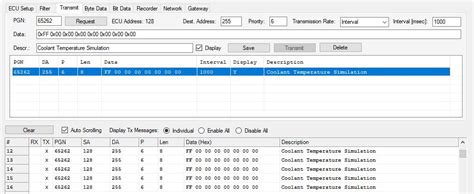 Sae J1939 Monitor Software Setting Up Pgn Simulation Such As Engine