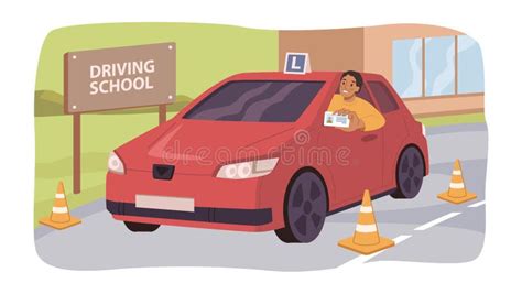Person Passed Education Exam In Driving School Stock Vector