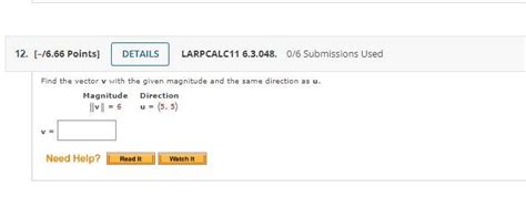 Solved Find The Vector V With The Given Magnitude And The