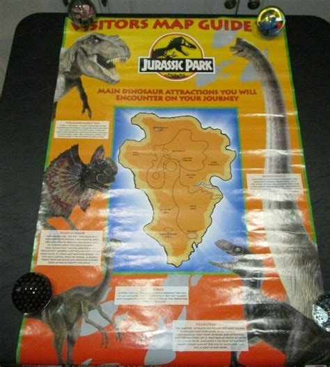 Vintage Jurassic Park Visitors Map Guide To 1993 Movie Poster 12944