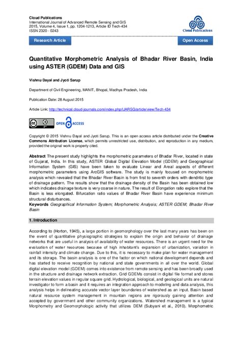 Pdf Quantitative Morphometric Analysis Of Bhadar River Basin India Using Aster Gdem Data