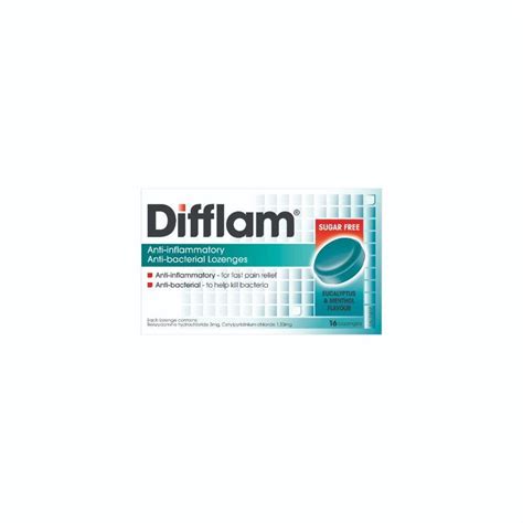Difflam Anti Inflammatory Anti Bacterial Eucalyptus And Menthol Sugar