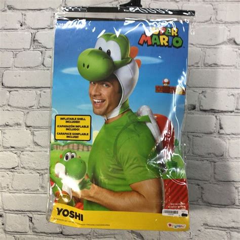 Vintage Super Mario Bros Yoshi Halloween Costume Plush Head With Inflatable Shell Grailed