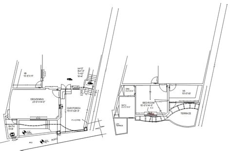 Cropped Section Of The Floor Plan Of House With Details In Autocad 2d