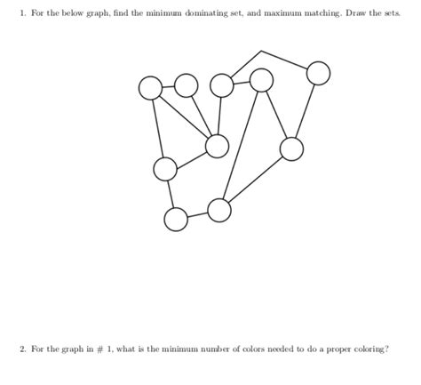 solved 1 for the below graph find the minimum dominating