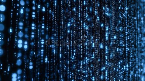 Exploring The Depths Of Digital Technology With A Captivating Blue Binary Code Backdrop Stock
