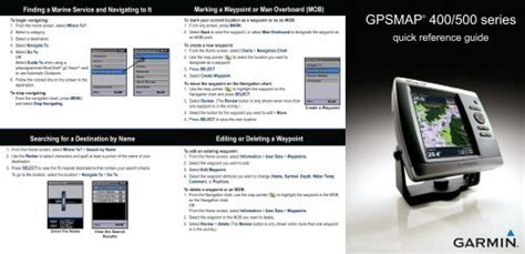 Garmin Gpsmap S Quick Reference Guide