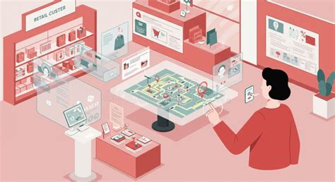 Illustration Depicts A Futuristic Retail Environment With Augmented