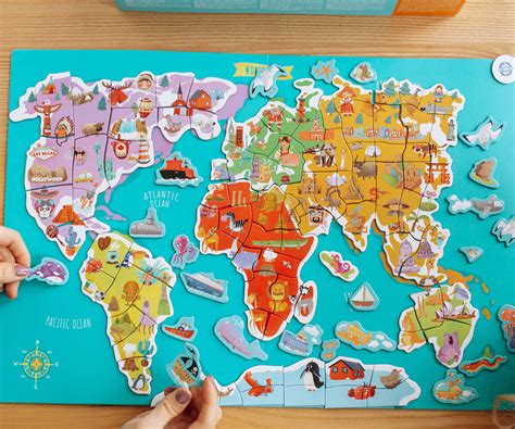 Образователна магнитна игра за деца 145 елемента Dodo Карта на света