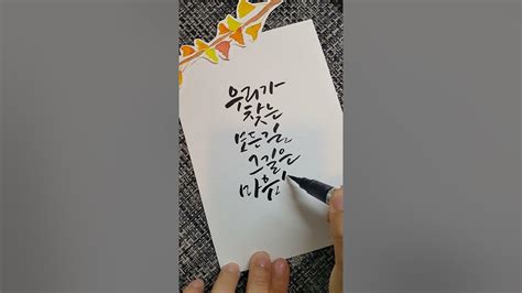 붓펜 캘리그라피 글씨체좋은글좋은시 구절 Youtube