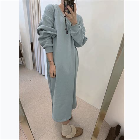 기모 스위트 브이 롱 원피스