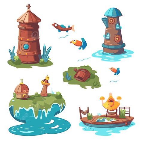 لعبة الماء قصاصات فنية المتجه في اسلوب كرتون اندماج الماء والارض لعبة