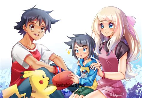 Pikachu Ash Ketchum And Serena Pokemon And More Drawn By Ashujou Danbooru