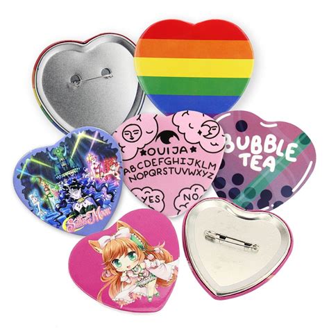 Custom Heart Shape Button Badge Oem Manufacturer Of Promotional Heart
