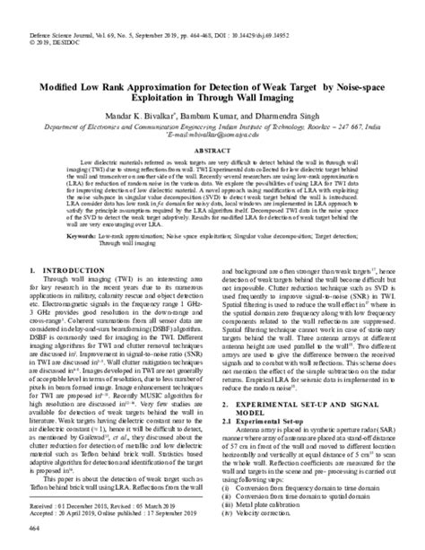 Pdf Modified Low Rank Approximation For Detection Of Weak Target By Noise Space Exploitation