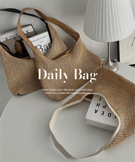 [3컬러 수납력굿] 내추럴 라탄 레더 숄더백 호보백 그물 뜨개 가죽 데일리백 보부상 여름 가방 No 1926 에이블리