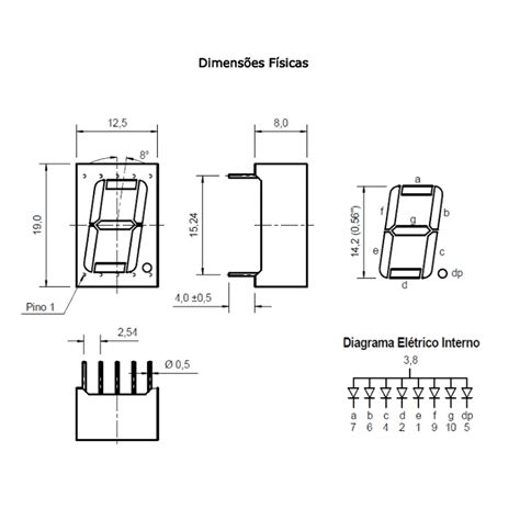 Display Led 7 Segmentos Vermelho 0 56 Anodo Comum D166a Cromatek